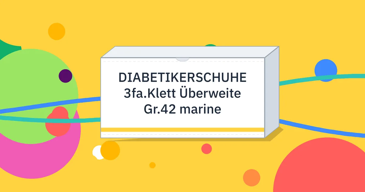 Symbolbild: Packung mit der Aufschrift DIABETIKERSCHUHE 3fa.Klett Überweite Gr.42 marine (PZN 13920854) – Verfügbarkeit und Bezug in Apotheken in Frankfurt am Main