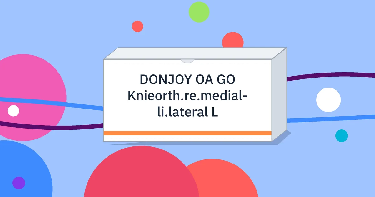 Symbolbild: Packung mit der Aufschrift DONJOY OA GO Knieorth.re.medial-li.lateral L (PZN 19378391) – Verfügbarkeit und Bezug in Apotheken in Frankfurt am Main