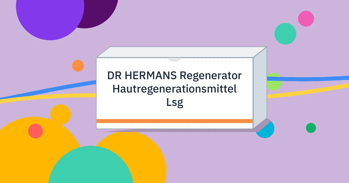 Symbolbild: Packung mit der Aufschrift DR HERMANS Regenerator Hautregenerationsmittel Lsg (PZN 18241069) – Verfügbarkeit und Bezug in Apotheken in Frankfurt am Main
