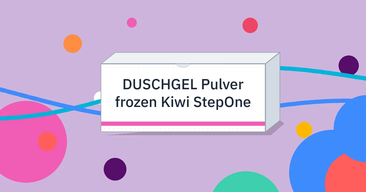 Symbolbild: Packung mit der Aufschrift DUSCHGEL Pulver frozen Kiwi StepOne (PZN 17430816) – Verfügbarkeit und Bezug in Apotheken in Frankfurt am Main