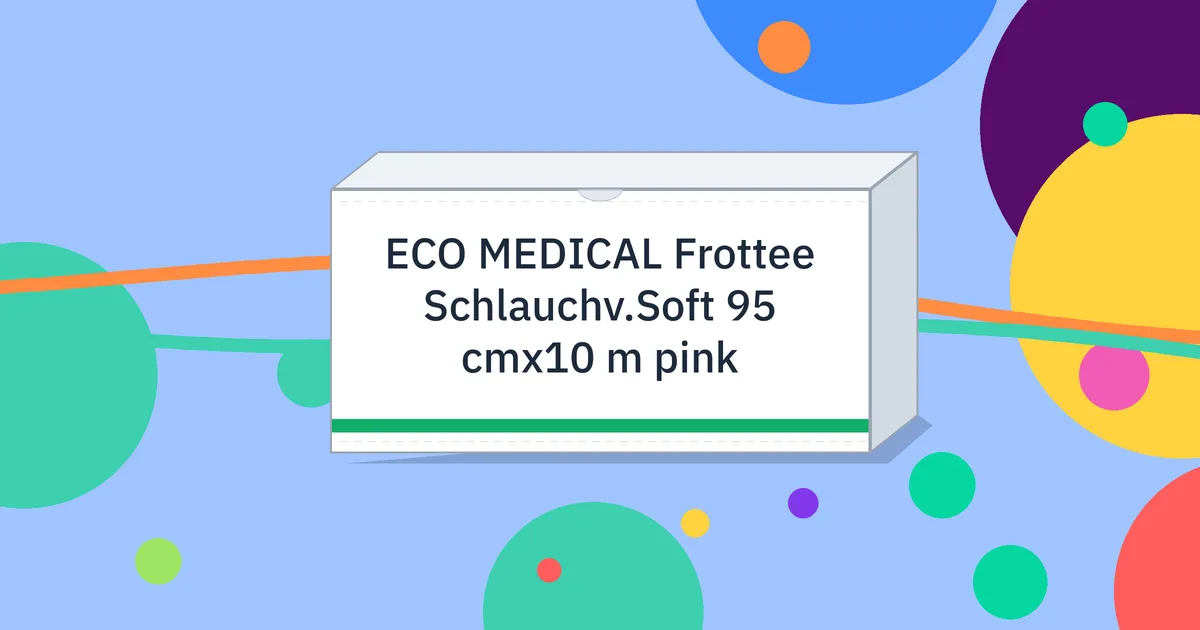 Symbolbild: Packung mit der Aufschrift ECO MEDICAL Frottee Schlauchv.Soft 95 cmx10 m pink (PZN 14213509) – Verfügbarkeit und Bezug in Apotheken in Frankfurt am Main