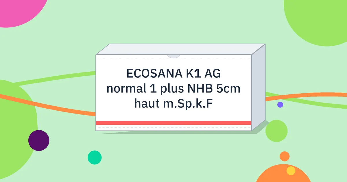 Symbolbild: Packung mit der Aufschrift ECOSANA K1 AG normal 1 plus NHB 5cm haut m.Sp.k.F (PZN 04726248) – Verfügbarkeit und Bezug in Apotheken in Frankfurt am Main
