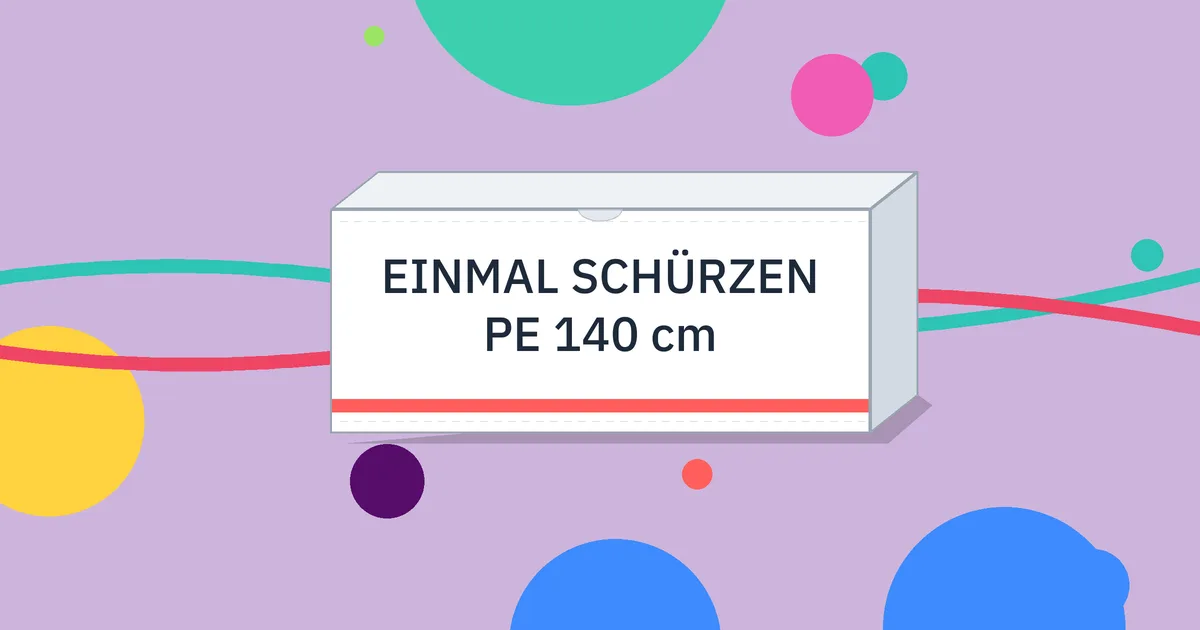 Symbolbild: Packung mit der Aufschrift EINMAL SCHÜRZEN PE 140 cm (PZN 01525443) – Verfügbarkeit und Bezug in Apotheken in Frankfurt am Main