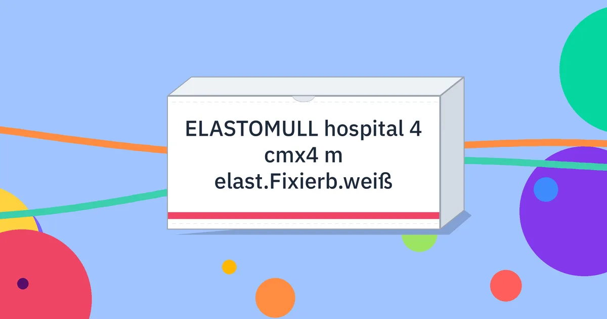 Symbolbild: Packung mit der Aufschrift ELASTOMULL hospital 4 cmx4 m elast.Fixierb.weiß (PZN 01917002) – Verfügbarkeit und Bezug in Apotheken in Frankfurt am Main