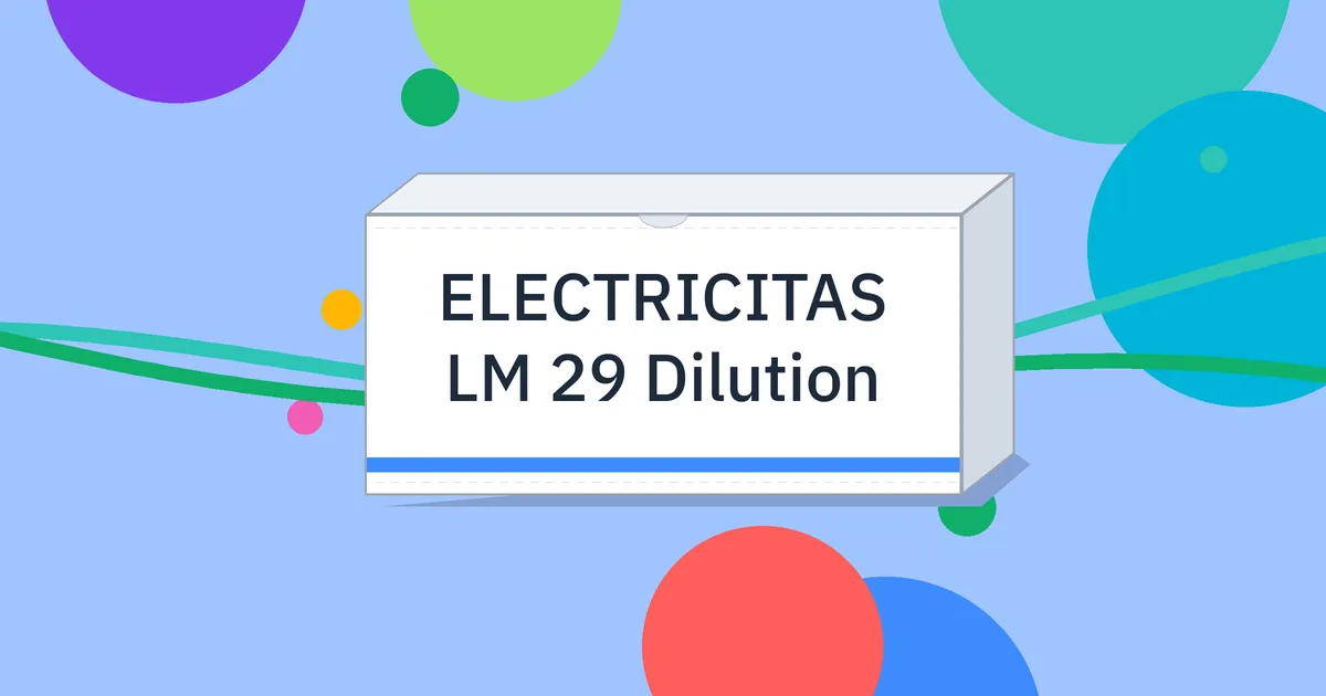 Symbolbild: Packung mit der Aufschrift ELECTRICITAS LM 29 Dilution (PZN 12844594) – Verfügbarkeit und Bezug in Apotheken in Frankfurt am Main