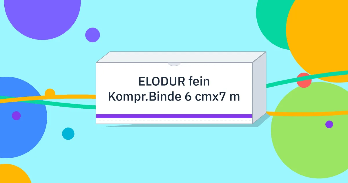 Symbolbild: Packung mit der Aufschrift ELODUR fein Kompr.Binde 6 cmx7 m (PZN 01945889) – Verfügbarkeit und Bezug in Apotheken in Frankfurt am Main