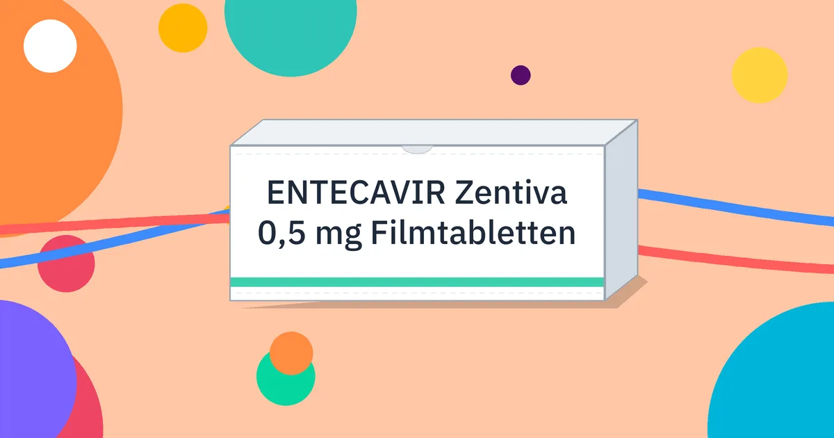 Symbolbild: Packung mit der Aufschrift ENTECAVIR Zentiva 0,5 mg Filmtabletten (PZN 12647646) – Verfügbarkeit und Bezug in Apotheken in Frankfurt am Main