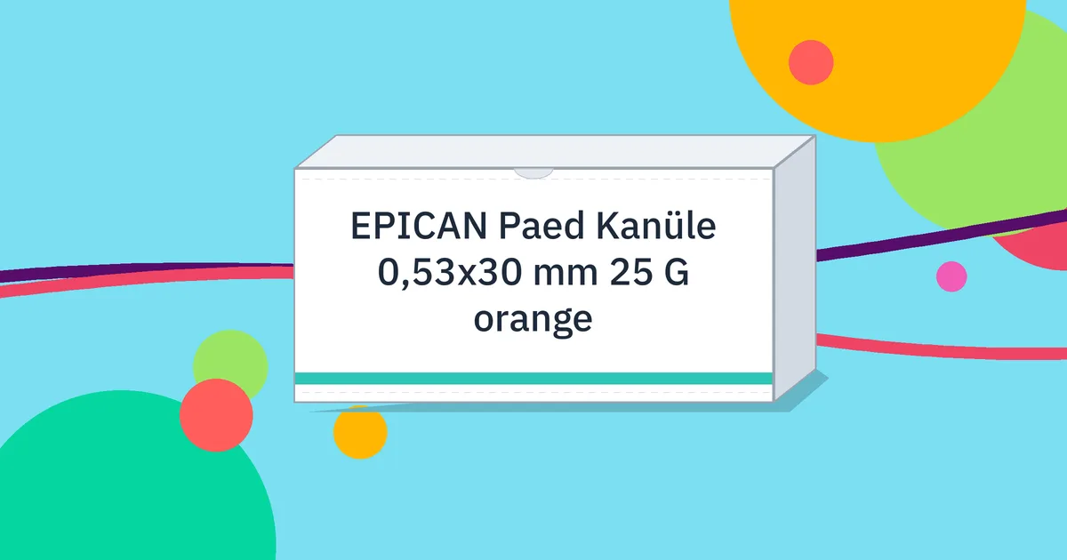 Symbolbild: Packung mit der Aufschrift EPICAN Paed Kanüle 0,53x30 mm 25 G orange (PZN 06849860) – Verfügbarkeit und Bezug in Apotheken in Frankfurt am Main