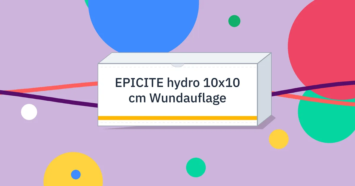 Symbolbild: Packung mit der Aufschrift EPICITE hydro 10x10 cm Wundauflage (PZN 19149532) – Verfügbarkeit und Bezug in Apotheken in Frankfurt am Main