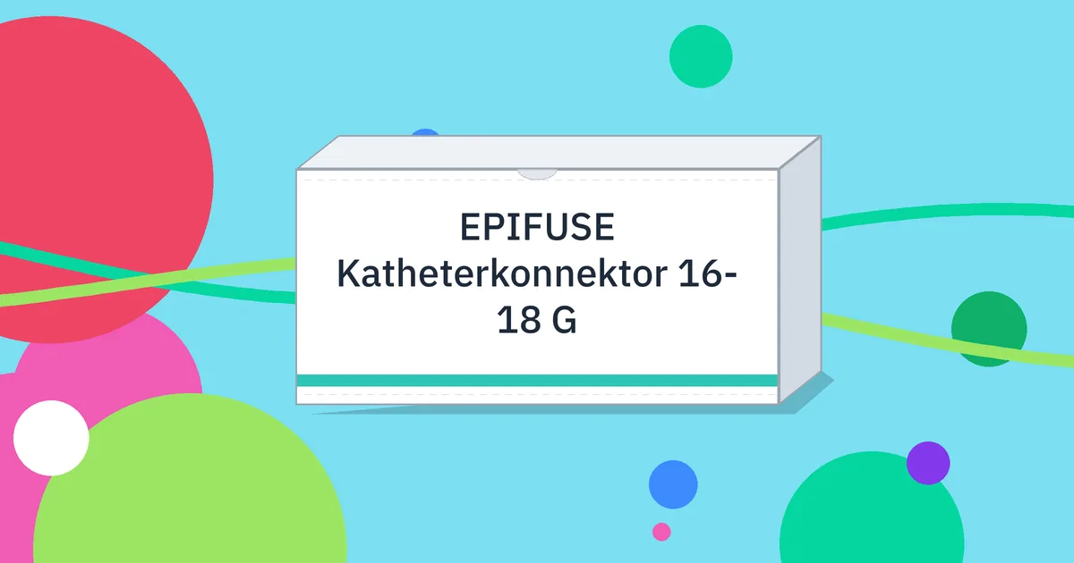 Symbolbild: Packung mit der Aufschrift EPIFUSE Katheterkonnektor 16-18 G (PZN 09778304) – Verfügbarkeit und Bezug in Apotheken in Frankfurt am Main