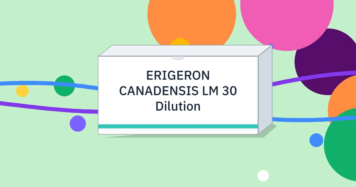 Symbolbild: Packung mit der Aufschrift ERIGERON CANADENSIS LM 30 Dilution (PZN 13478335) – Verfügbarkeit und Bezug in Apotheken in Frankfurt am Main