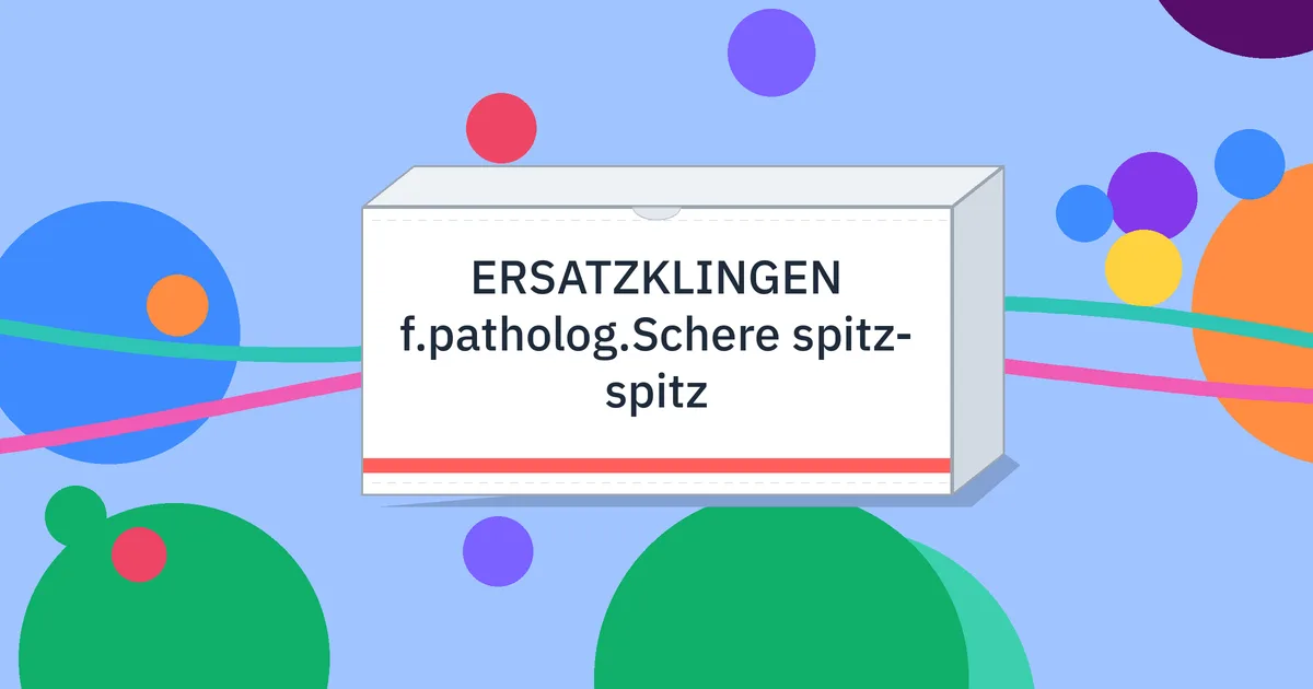 Symbolbild: Packung mit der Aufschrift ERSATZKLINGEN f.patholog.Schere spitz-spitz (PZN 07696051) – Verfügbarkeit und Bezug in Apotheken in Frankfurt am Main