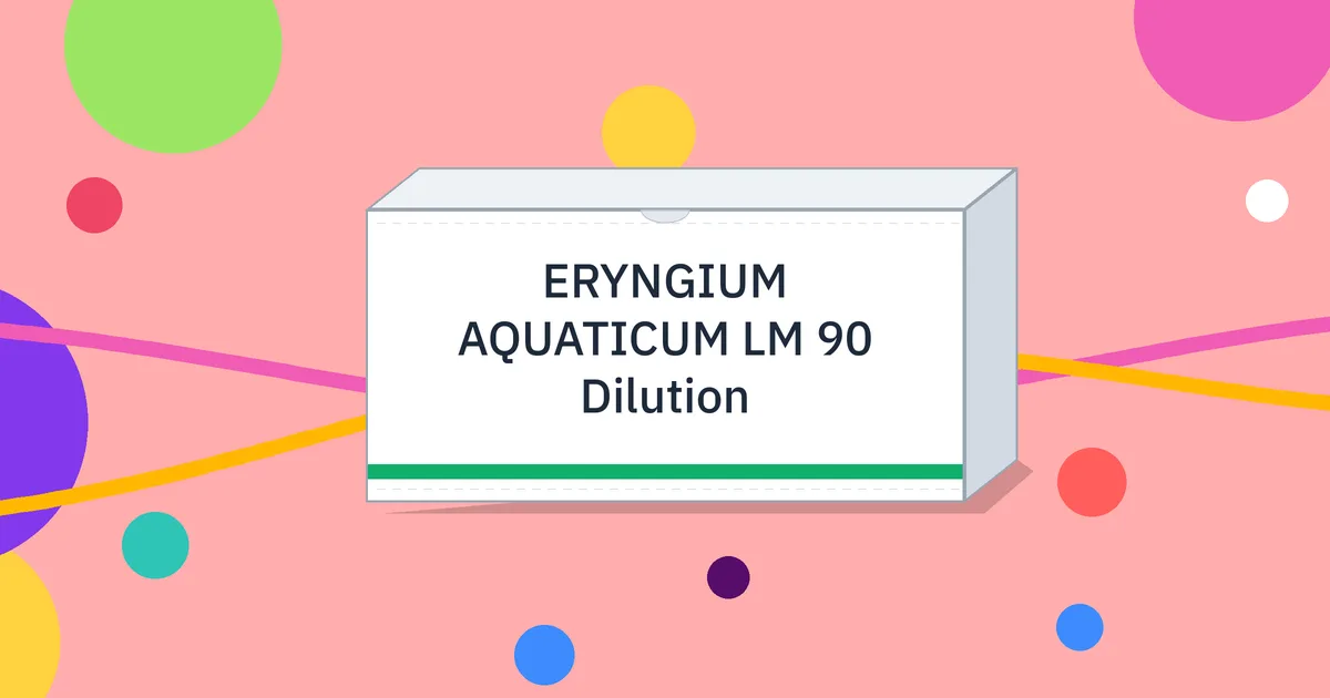 Symbolbild: Packung mit der Aufschrift ERYNGIUM AQUATICUM LM 90 Dilution (PZN 13478855) – Verfügbarkeit und Bezug in Apotheken in Frankfurt am Main