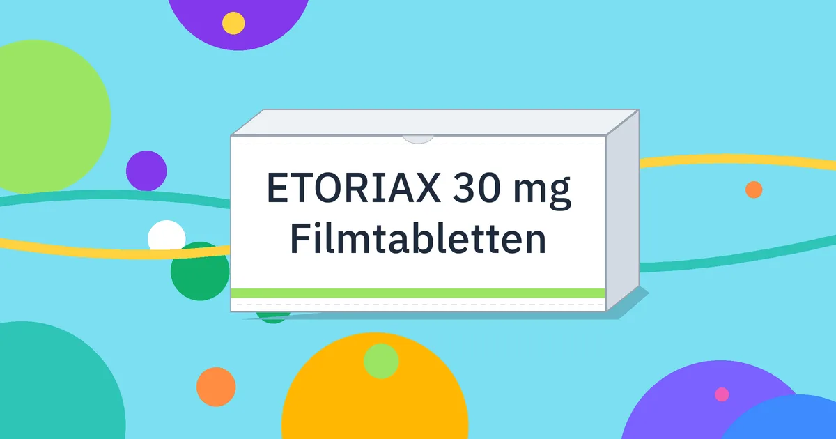 Symbolbild: Packung mit der Aufschrift ETORIAX 30 mg Filmtabletten (PZN 12653865) – Verfügbarkeit und Bezug in Apotheken in Frankfurt am Main