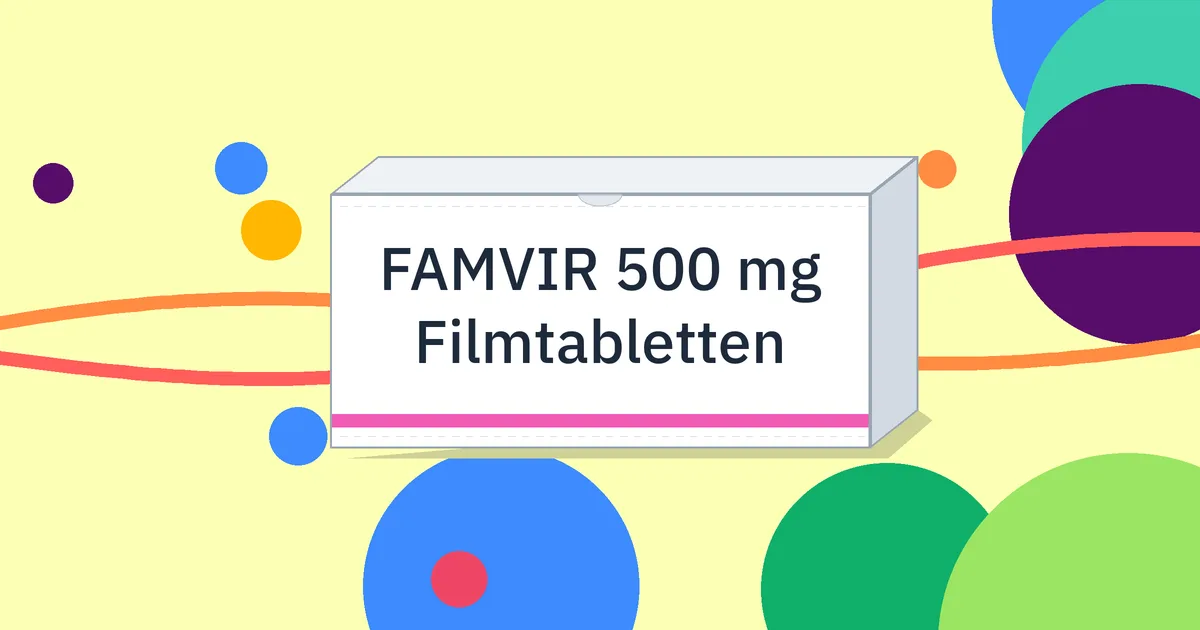 Symbolbild: Packung mit der Aufschrift FAMVIR 500 mg Filmtabletten (PZN 09607784) – Verfügbarkeit und Bezug in Apotheken in Frankfurt am Main
