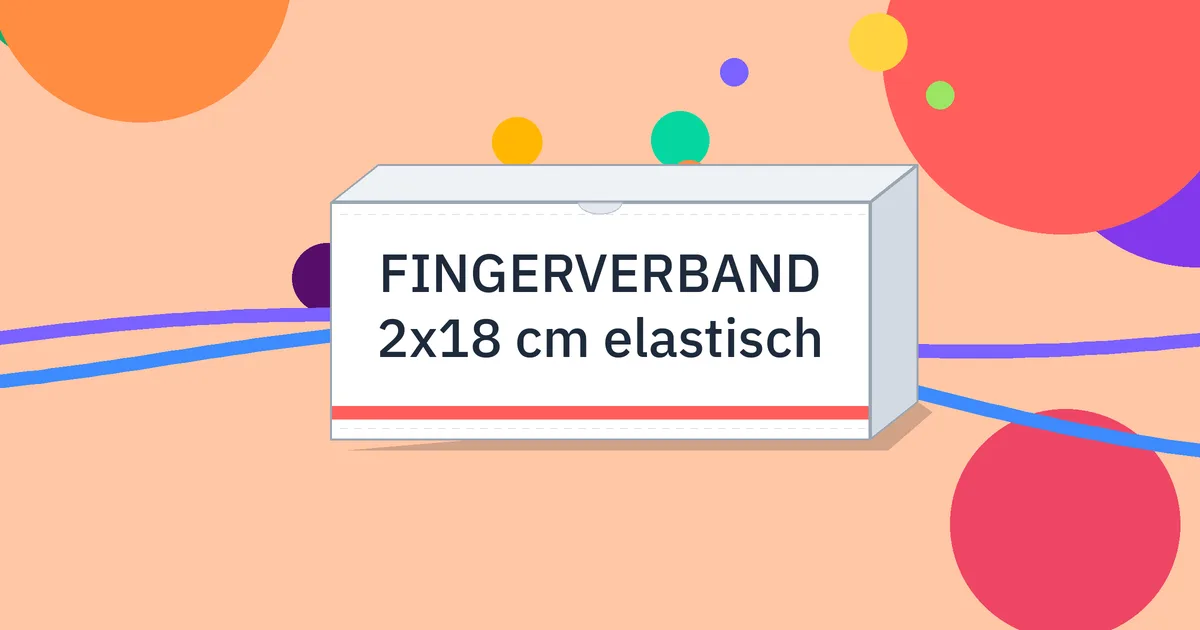 Symbolbild: Packung mit der Aufschrift FINGERVERBAND 2x18 cm elastisch (PZN 07624169) – Verfügbarkeit und Bezug in Apotheken in Frankfurt am Main