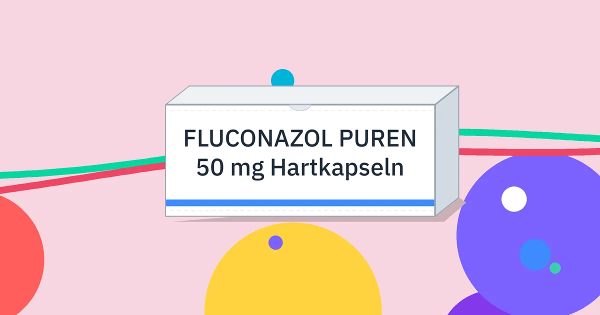Symbolbild: Packung mit der Aufschrift FLUCONAZOL PUREN 50 mg Hartkapseln (PZN 11354698) – Verfügbarkeit und Bezug in Apotheken in Frankfurt am Main