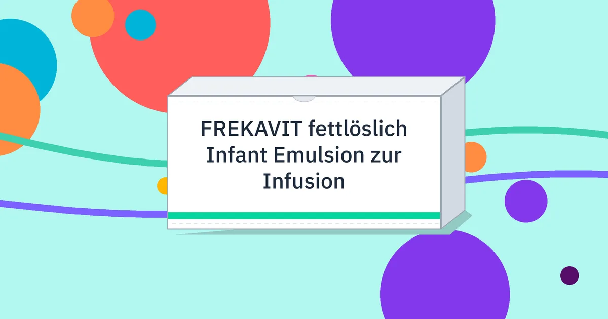 Symbolbild: Packung mit der Aufschrift FREKAVIT fettlöslich Infant Emulsion zur Infusion (PZN 18896439) – Verfügbarkeit und Bezug in Apotheken in Frankfurt am Main