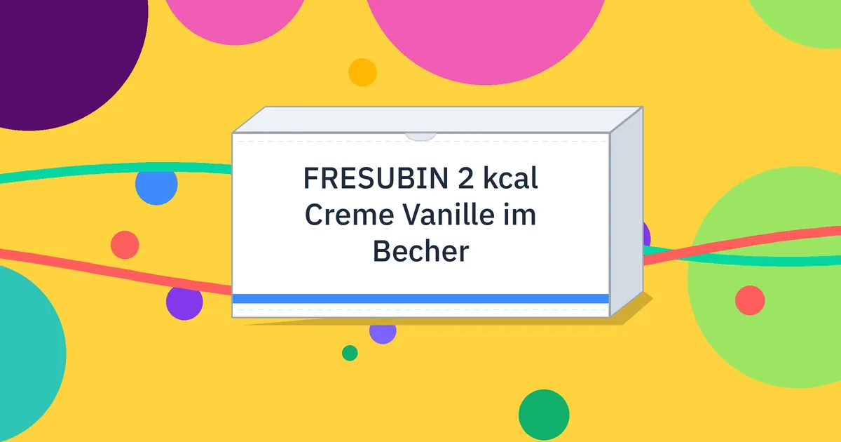 Symbolbild: Packung mit der Aufschrift FRESUBIN 2 kcal Creme Vanille im Becher (PZN 19732289) – Verfügbarkeit und Bezug in Apotheken in Frankfurt am Main