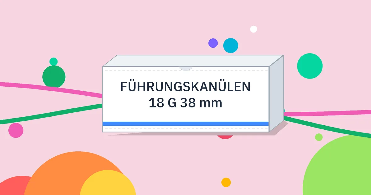 Symbolbild: Packung mit der Aufschrift FÜHRUNGSKANÜLEN 18 G 38 mm (PZN 10178489) – Verfügbarkeit und Bezug in Apotheken in Frankfurt am Main