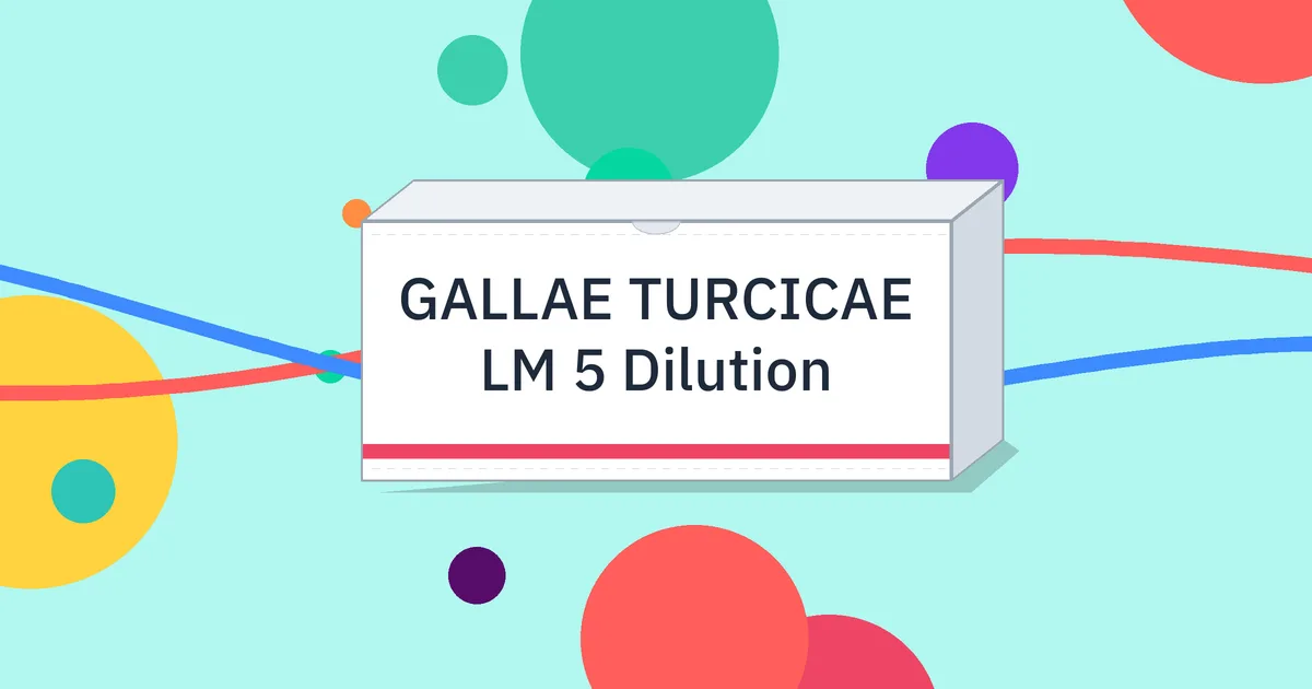 Symbolbild: Packung mit der Aufschrift GALLAE TURCICAE LM 5 Dilution (PZN 13497953) – Verfügbarkeit und Bezug in Apotheken in Frankfurt am Main