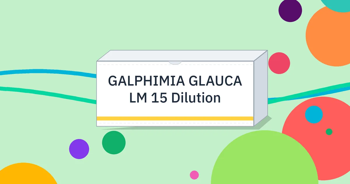 Symbolbild: Packung mit der Aufschrift GALPHIMIA GLAUCA LM 15 Dilution (PZN 12875324) – Verfügbarkeit und Bezug in Apotheken in Frankfurt am Main