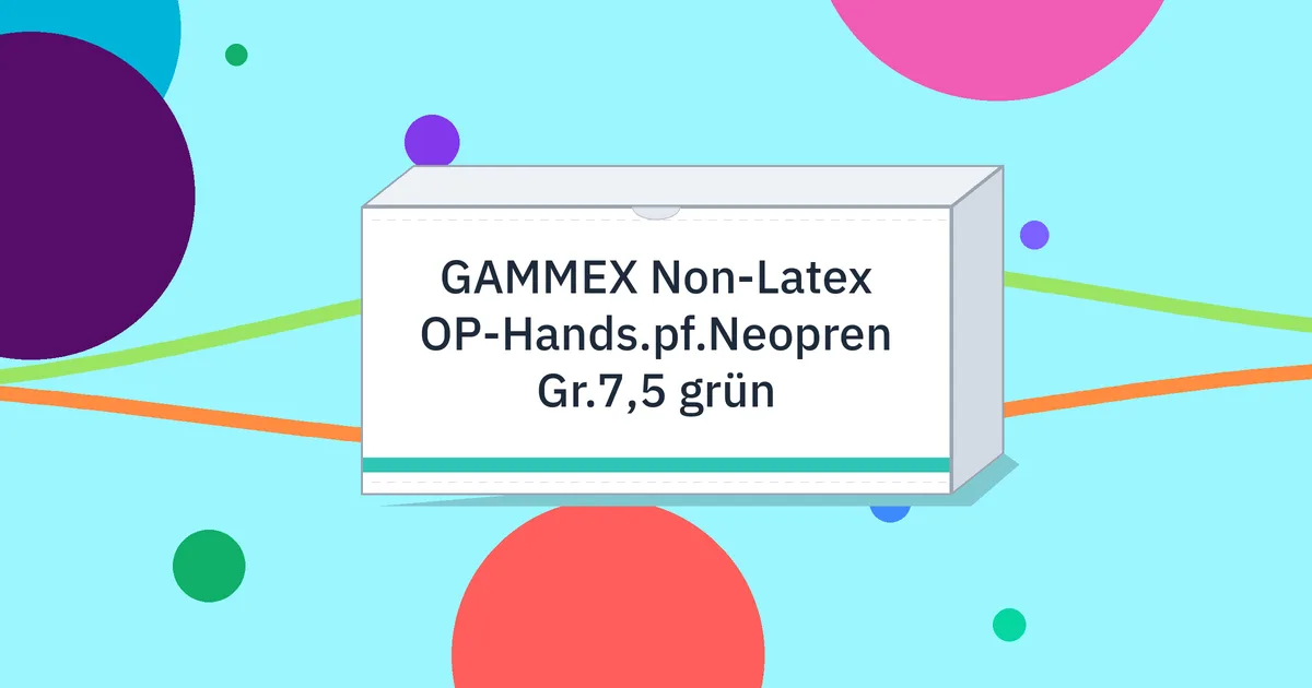 Symbolbild: Packung mit der Aufschrift GAMMEX Non-Latex OP-Hands.pf.Neopren Gr.7,5 grün (PZN 11237863) – Verfügbarkeit und Bezug in Apotheken in Frankfurt am Main