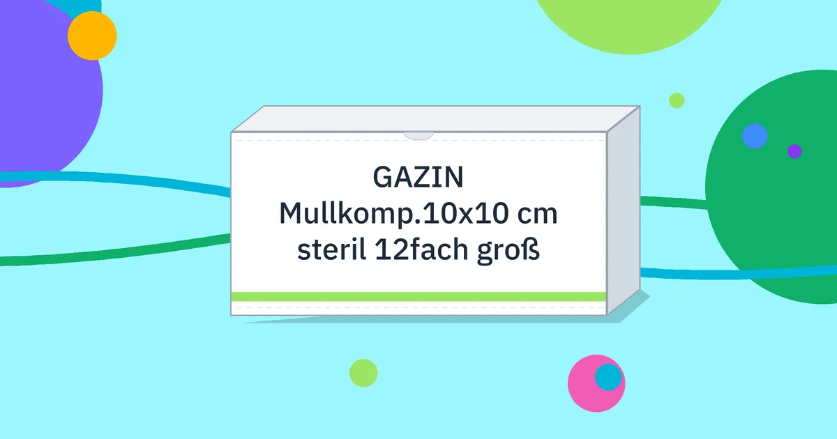 Symbolbild: Packung mit der Aufschrift GAZIN Mullkomp.10x10 cm steril 12fach groß (PZN 19921926) – Verfügbarkeit und Bezug in Apotheken in Frankfurt am Main