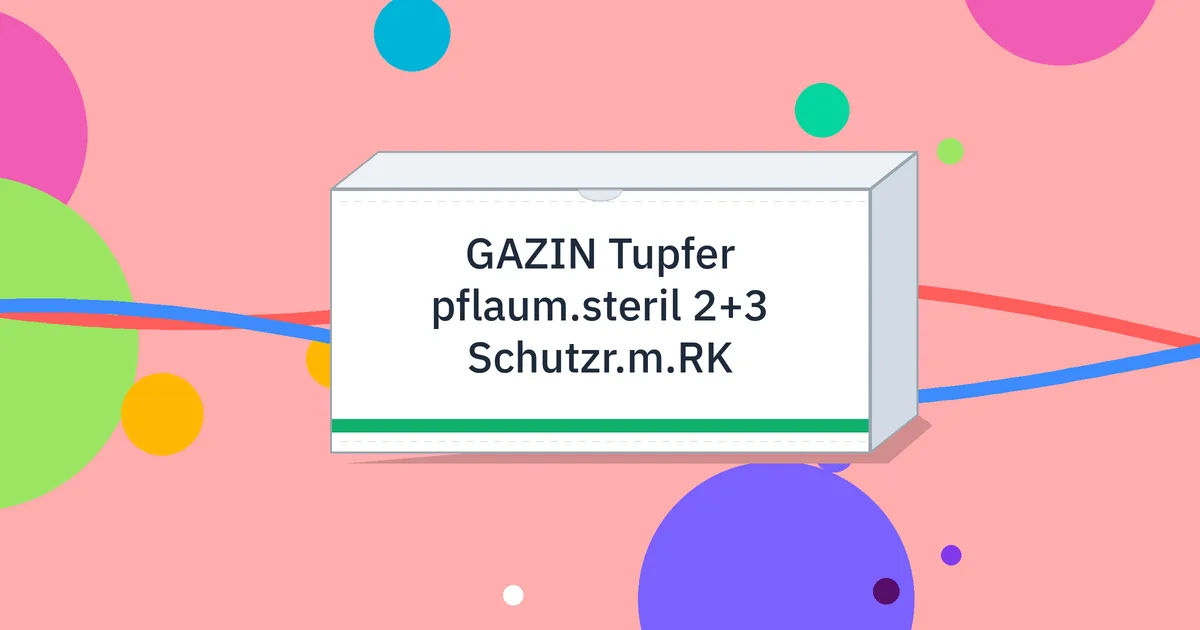 Symbolbild: Packung mit der Aufschrift GAZIN Tupfer pflaum.steril 2+3 Schutzr.m.RK (PZN 15997967) – Verfügbarkeit und Bezug in Apotheken in Frankfurt am Main