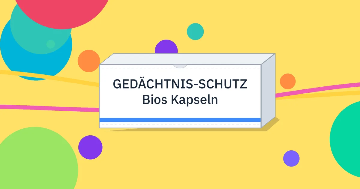 Symbolbild: Packung mit der Aufschrift GEDÄCHTNIS-SCHUTZ Bios Kapseln (PZN 02588121) – Verfügbarkeit und Bezug in Apotheken in Frankfurt am Main