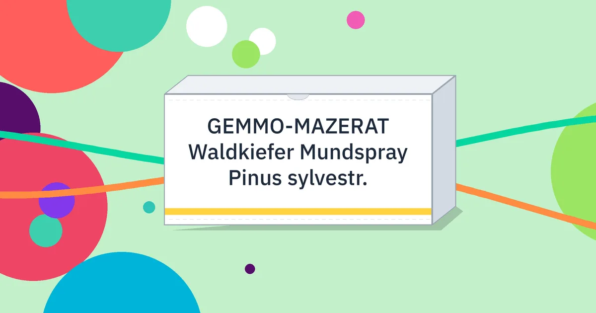 Symbolbild: Packung mit der Aufschrift GEMMO-MAZERAT Waldkiefer Mundspray Pinus sylvestr. (PZN 19842210) – Verfügbarkeit und Bezug in Apotheken in Frankfurt am Main