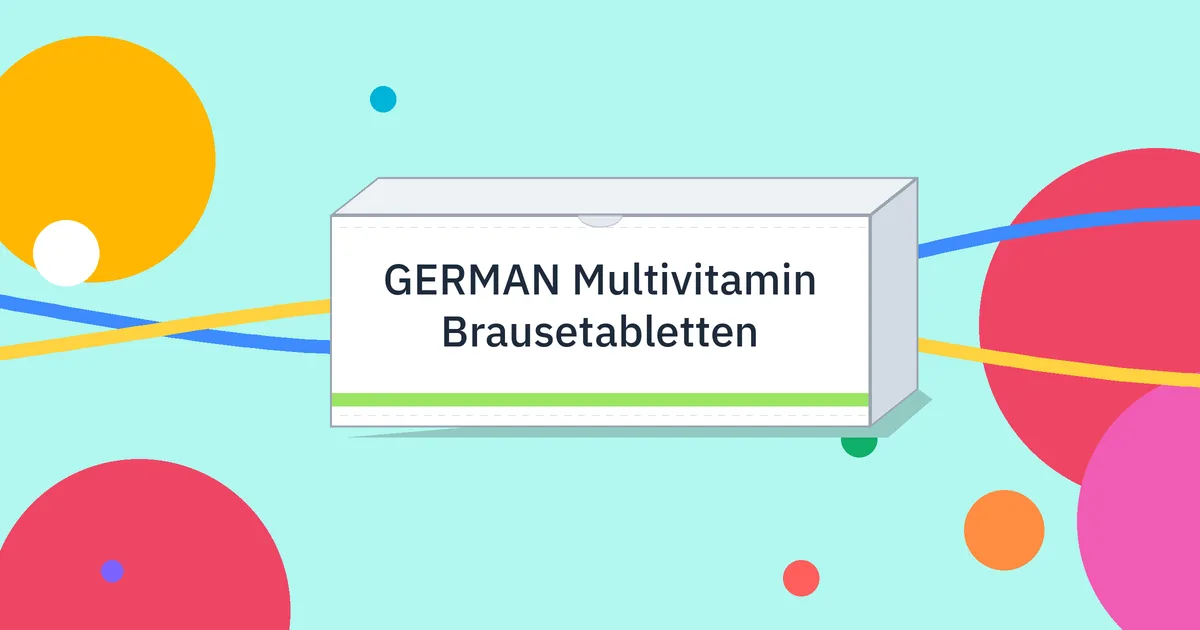 Symbolbild: Packung mit der Aufschrift GERMAN Multivitamin Brausetabletten (PZN 08459318) – Verfügbarkeit und Bezug in Apotheken in Frankfurt am Main