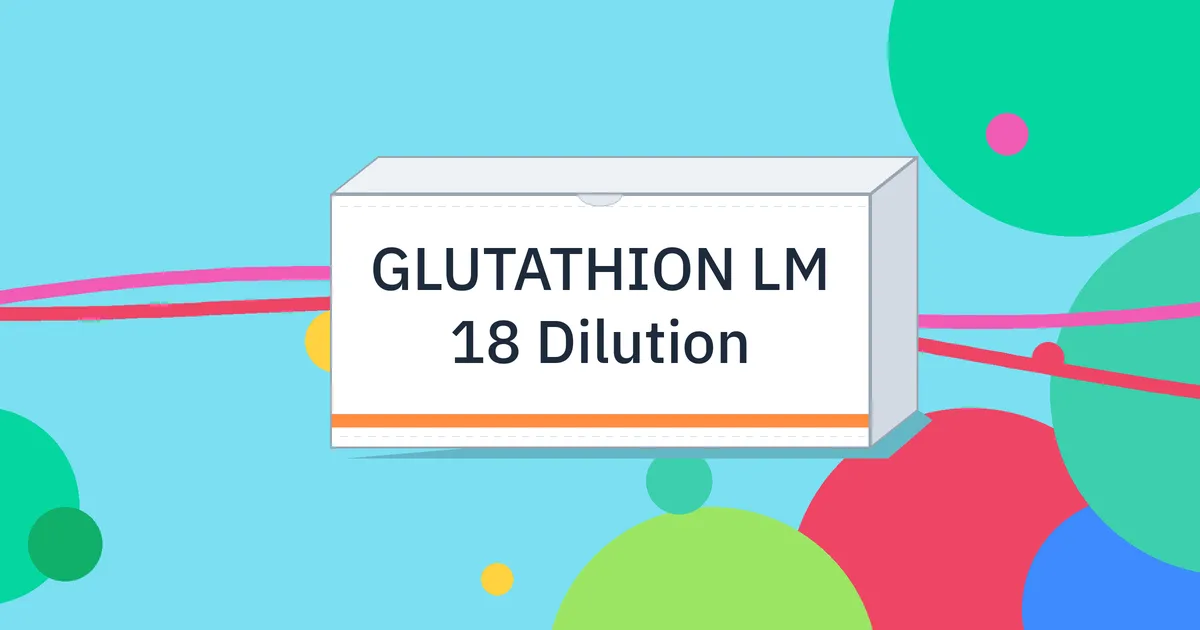 Symbolbild: Packung mit der Aufschrift GLUTATHION LM 18 Dilution (PZN 12879931) – Verfügbarkeit und Bezug in Apotheken in Frankfurt am Main