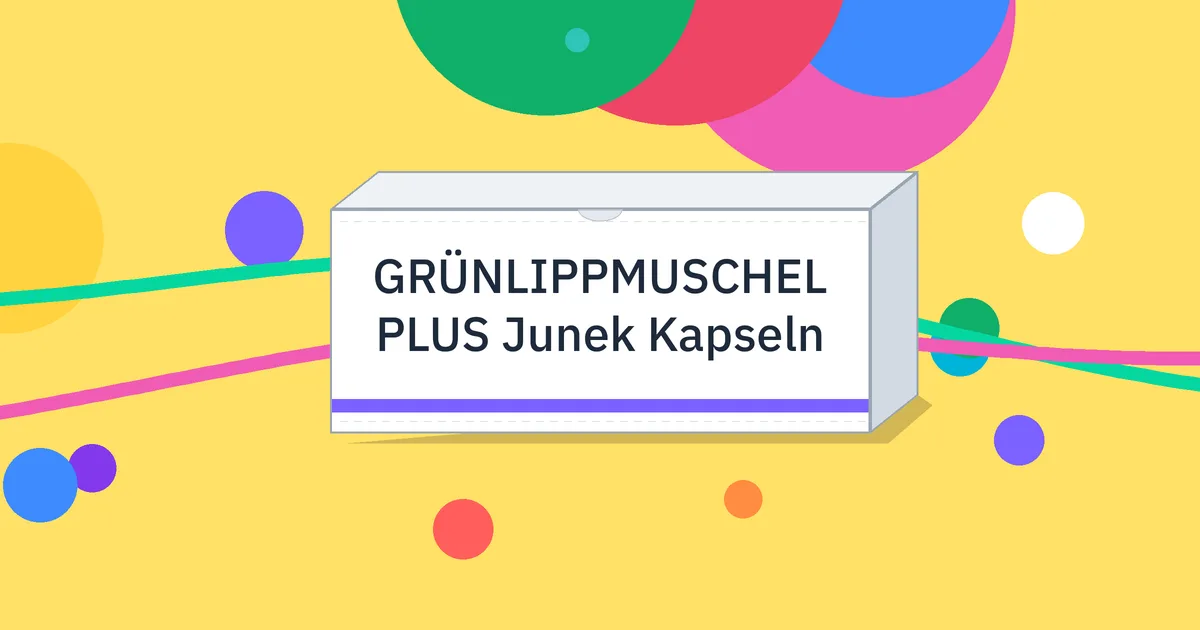 Symbolbild: Packung mit der Aufschrift GRÜNLIPPMUSCHEL PLUS Junek Kapseln (PZN 03543155) – Verfügbarkeit und Bezug in Apotheken in Frankfurt am Main