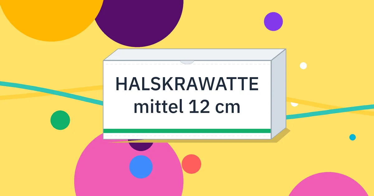 Symbolbild: Packung mit der Aufschrift HALSKRAWATTE mittel 12 cm (PZN 07094576) – Verfügbarkeit und Bezug in Apotheken in Frankfurt am Main