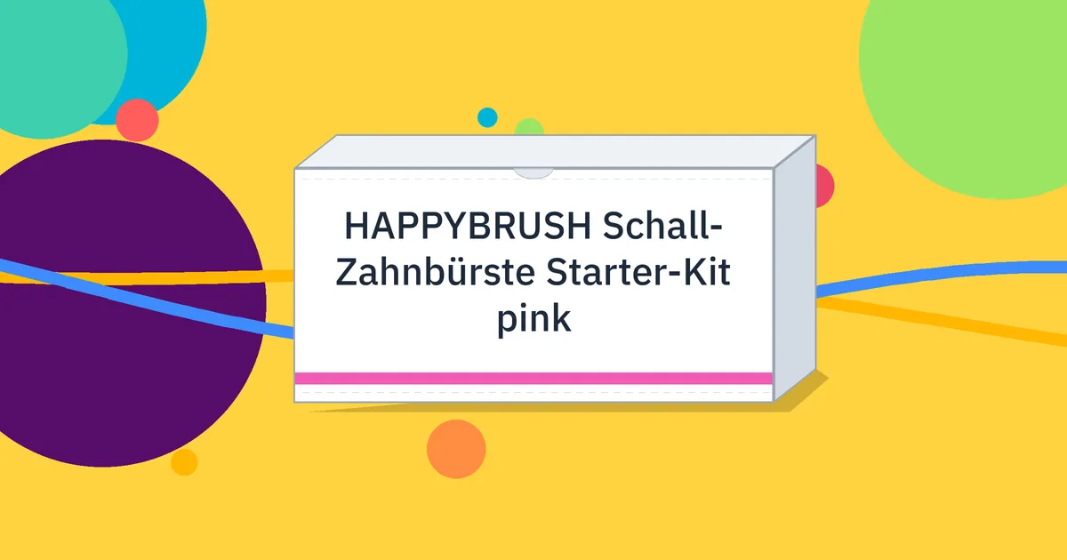 Symbolbild: Packung mit der Aufschrift HAPPYBRUSH Schall-Zahnbürste Starter-Kit pink (PZN 14852741) – Verfügbarkeit und Bezug in Apotheken in Frankfurt am Main