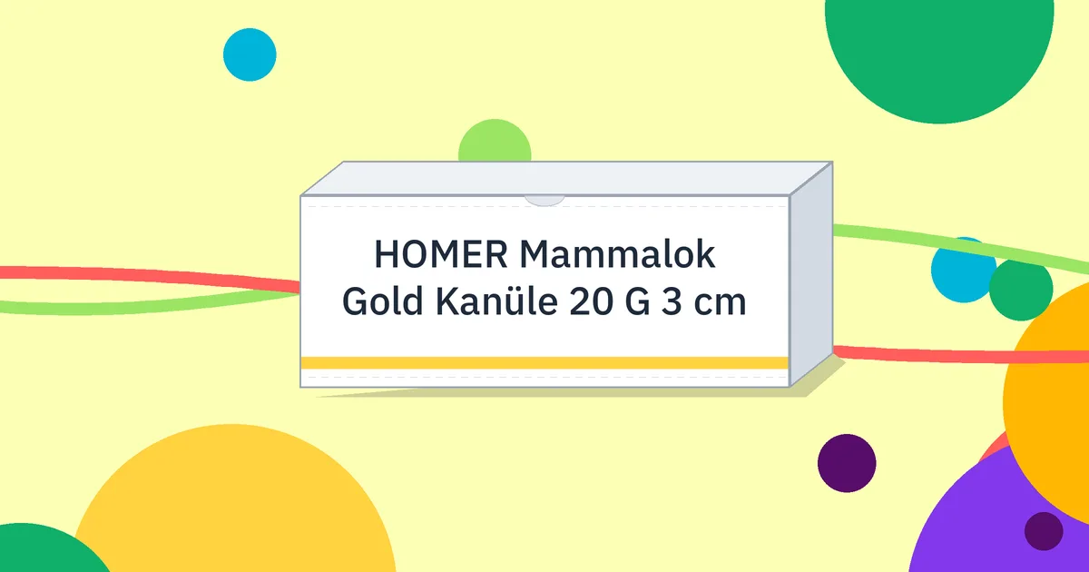 Symbolbild: Packung mit der Aufschrift HOMER Mammalok Gold Kanüle 20 G 3 cm (PZN 05019530) – Verfügbarkeit und Bezug in Apotheken in Frankfurt am Main