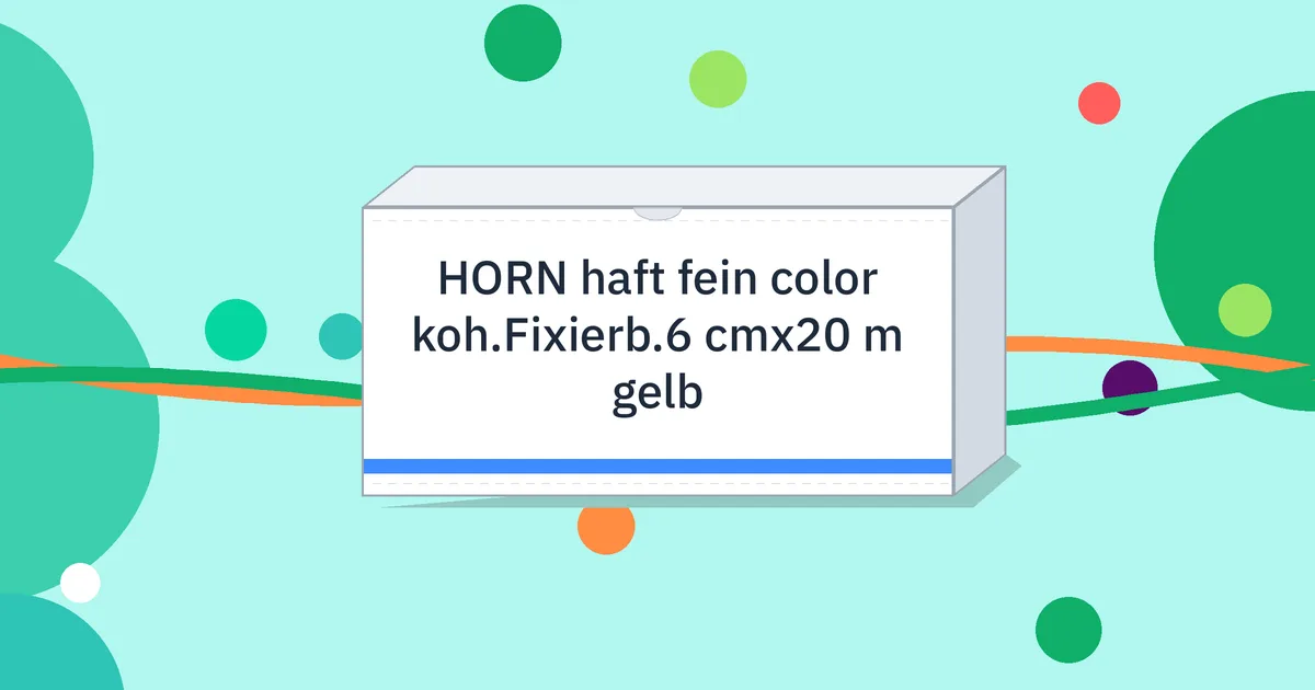Symbolbild: Packung mit der Aufschrift HORN haft fein color koh.Fixierb.6 cmx20 m gelb (PZN 03783698) – Verfügbarkeit und Bezug in Apotheken in Frankfurt am Main