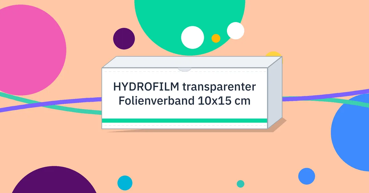 Symbolbild: Packung mit der Aufschrift HYDROFILM transparenter Folienverband 10x15 cm (PZN 17206088) – Verfügbarkeit und Bezug in Apotheken in Frankfurt am Main