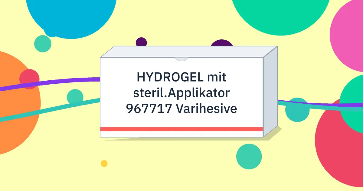 Symbolbild: Packung mit der Aufschrift HYDROGEL mit steril.Applikator 967717 Varihesive (PZN 09335593) – Verfügbarkeit und Bezug in Apotheken in Frankfurt am Main
