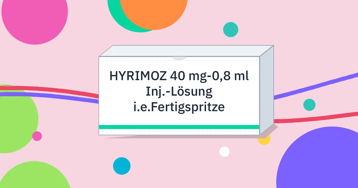 Symbolbild: Packung mit der Aufschrift HYRIMOZ 40 mg-0,8 ml Inj.-Lösung i.e.Fertigspritze (PZN 18084569) – Verfügbarkeit und Bezug in Apotheken in Frankfurt am Main
