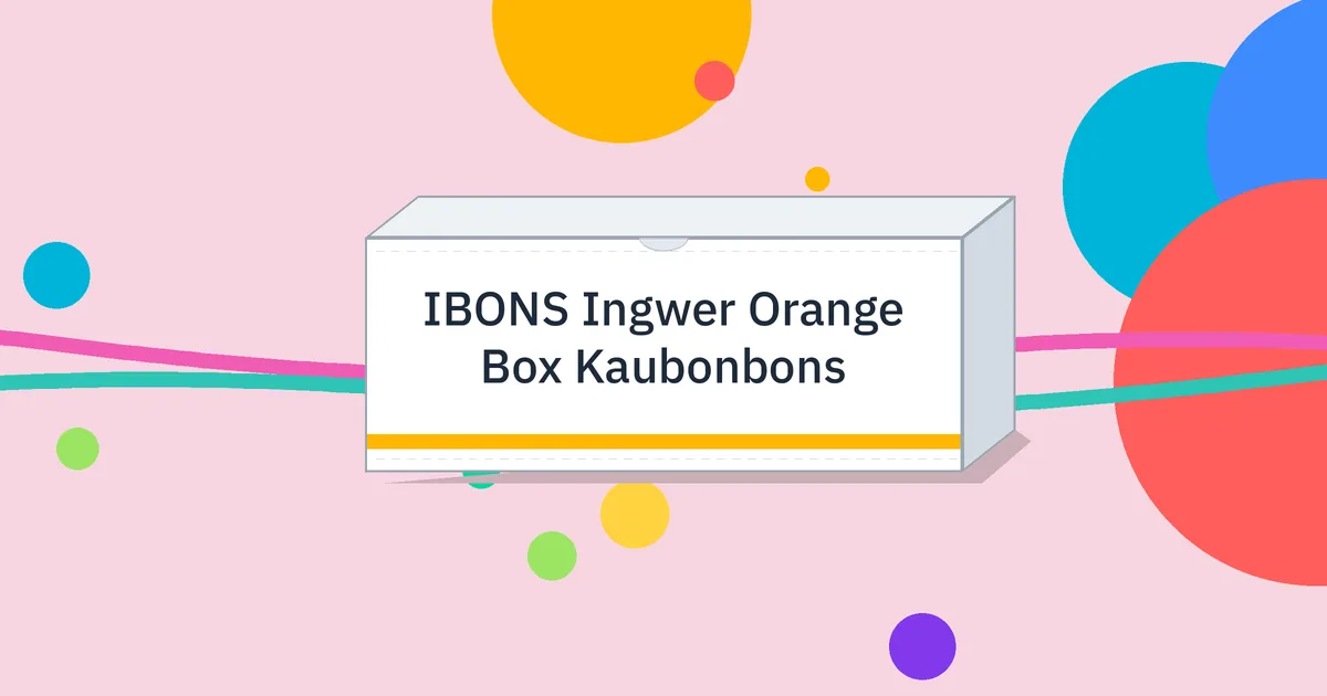 Symbolbild: Packung mit der Aufschrift IBONS Ingwer Orange Box Kaubonbons (PZN 16884550) – Verfügbarkeit und Bezug in Apotheken in Frankfurt am Main