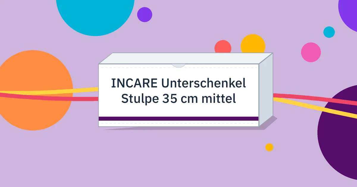 Symbolbild: Packung mit der Aufschrift INCARE Unterschenkel Stulpe 35 cm mittel (PZN 01561893) – Verfügbarkeit und Bezug in Apotheken in Frankfurt am Main