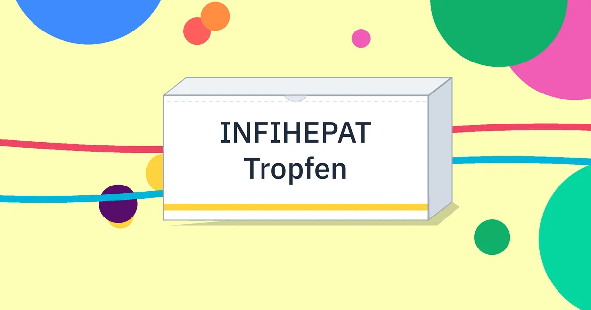 Symbolbild: Packung mit der Aufschrift INFIHEPAT Tropfen (PZN 06686458) – Verfügbarkeit und Bezug in Apotheken in Frankfurt am Main