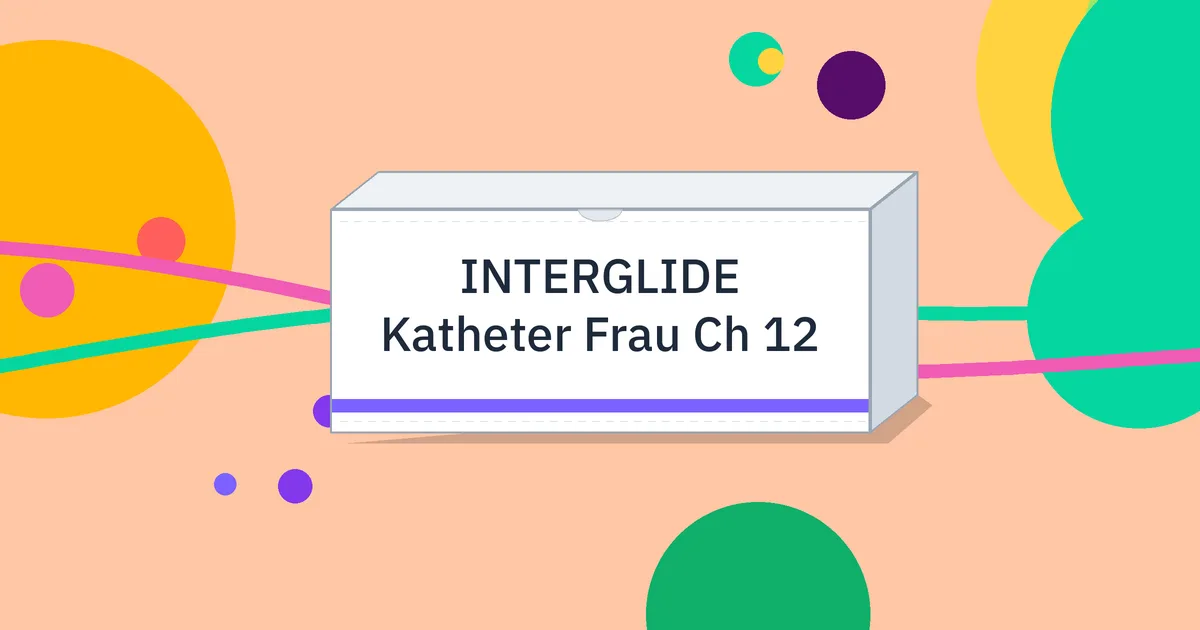 Symbolbild: Packung mit der Aufschrift INTERGLIDE Katheter Frau Ch 12 (PZN 00728109) – Verfügbarkeit und Bezug in Apotheken in Frankfurt am Main