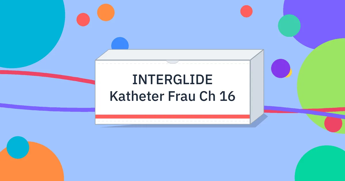 Symbolbild: Packung mit der Aufschrift INTERGLIDE Katheter Frau Ch 16 (PZN 00728150) – Verfügbarkeit und Bezug in Apotheken in Frankfurt am Main
