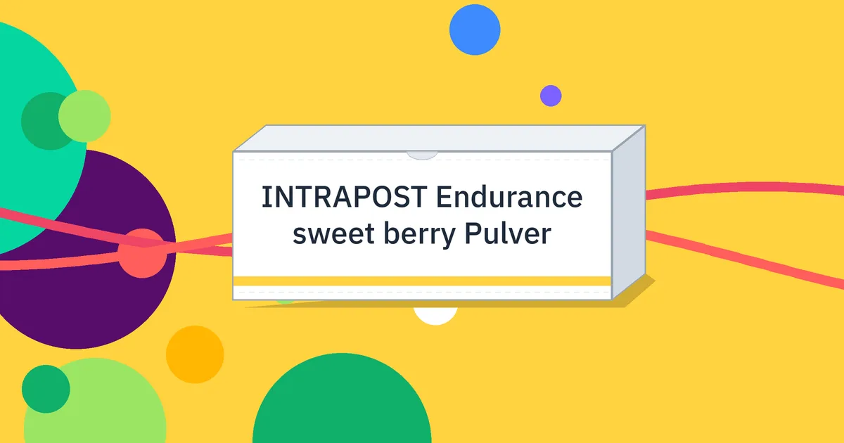 Symbolbild: Packung mit der Aufschrift INTRAPOST Endurance sweet berry Pulver (PZN 18767819) – Verfügbarkeit und Bezug in Apotheken in Frankfurt am Main