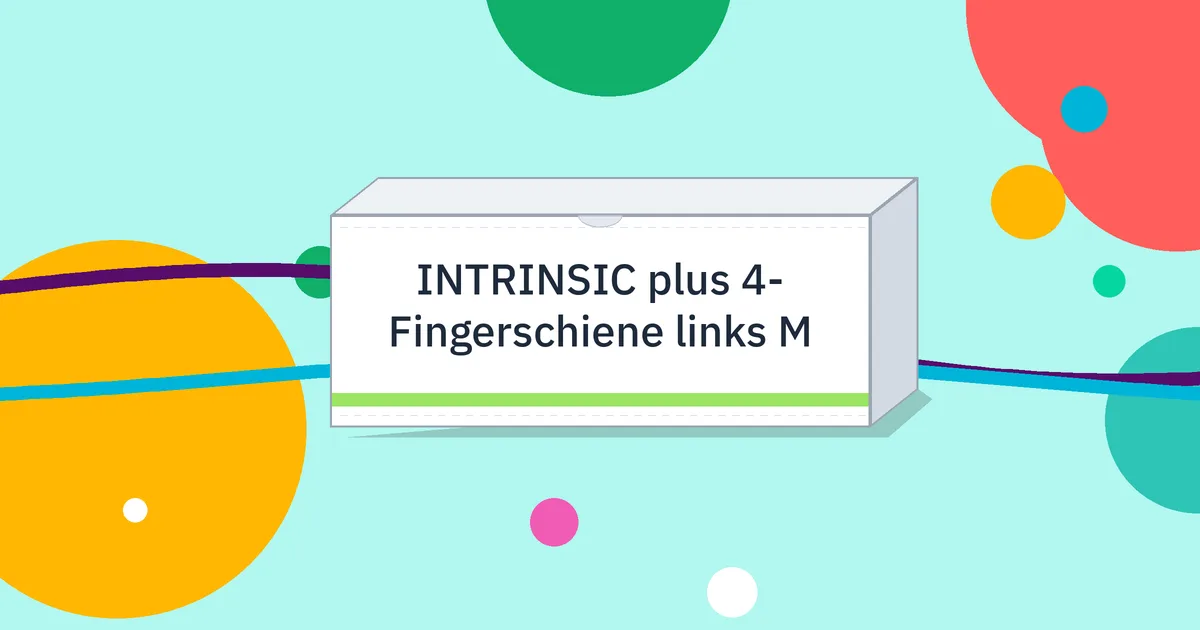 Symbolbild: Packung mit der Aufschrift INTRINSIC plus 4-Fingerschiene links M (PZN 16837585) – Verfügbarkeit und Bezug in Apotheken in Frankfurt am Main