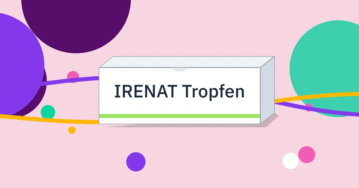 Symbolbild: Packung mit der Aufschrift IRENAT Tropfen (PZN 00528600) – Verfügbarkeit und Bezug in Apotheken in Frankfurt am Main