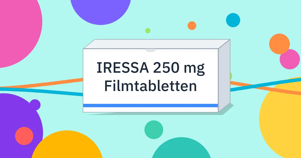 Symbolbild: Packung mit der Aufschrift IRESSA 250 mg Filmtabletten (PZN 10979120) – Verfügbarkeit und Bezug in Apotheken in Frankfurt am Main